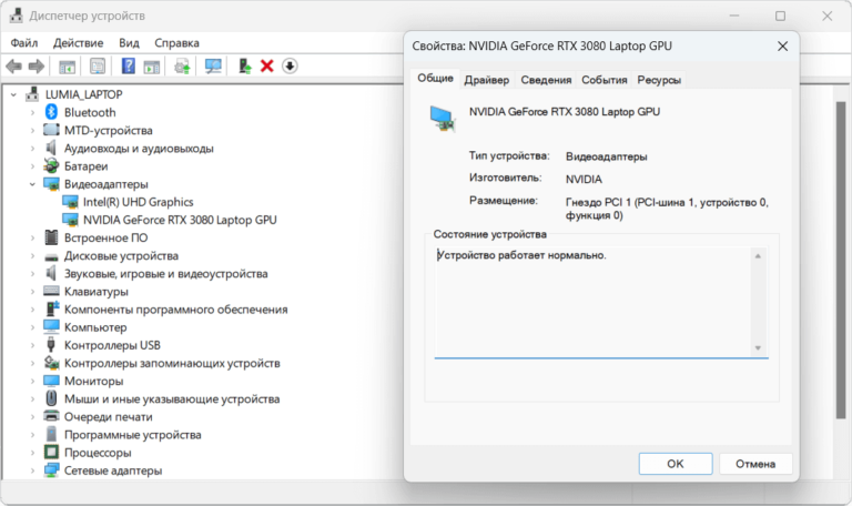 Как посмотреть видеокарту на ноутбуке Windows 11 Windd Pro